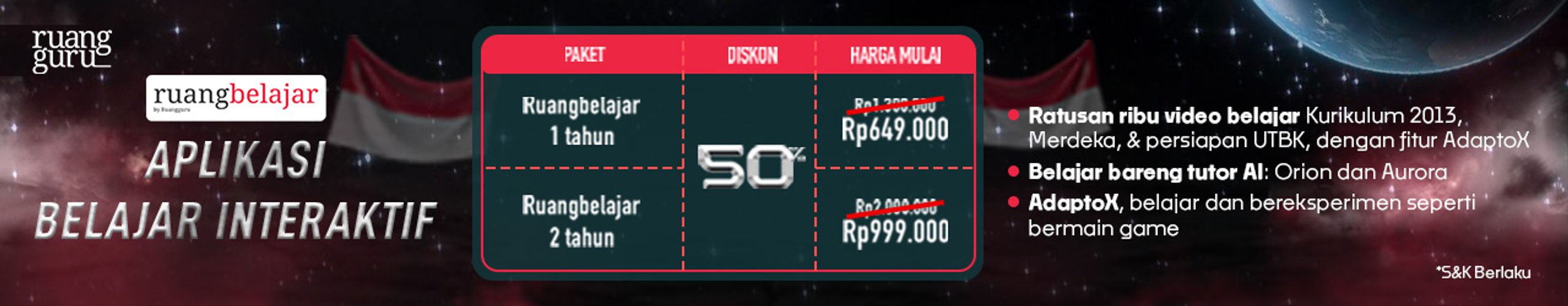 PROMO MERDEKA diskon 50% dengan Aplikasi Belajar Interaktif!