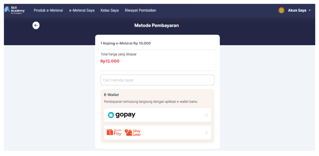 Cara melakukan pembelian e-meterai Skill Academy | Bantuan Skill Academy