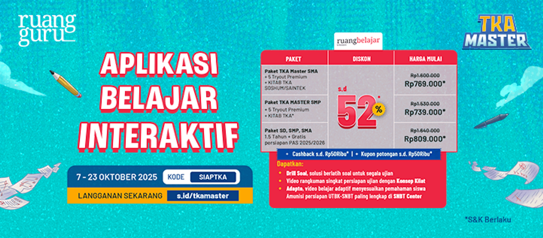 Promo Ruangguru Terbaru & Terlengkap, Diskon Up To 50%!