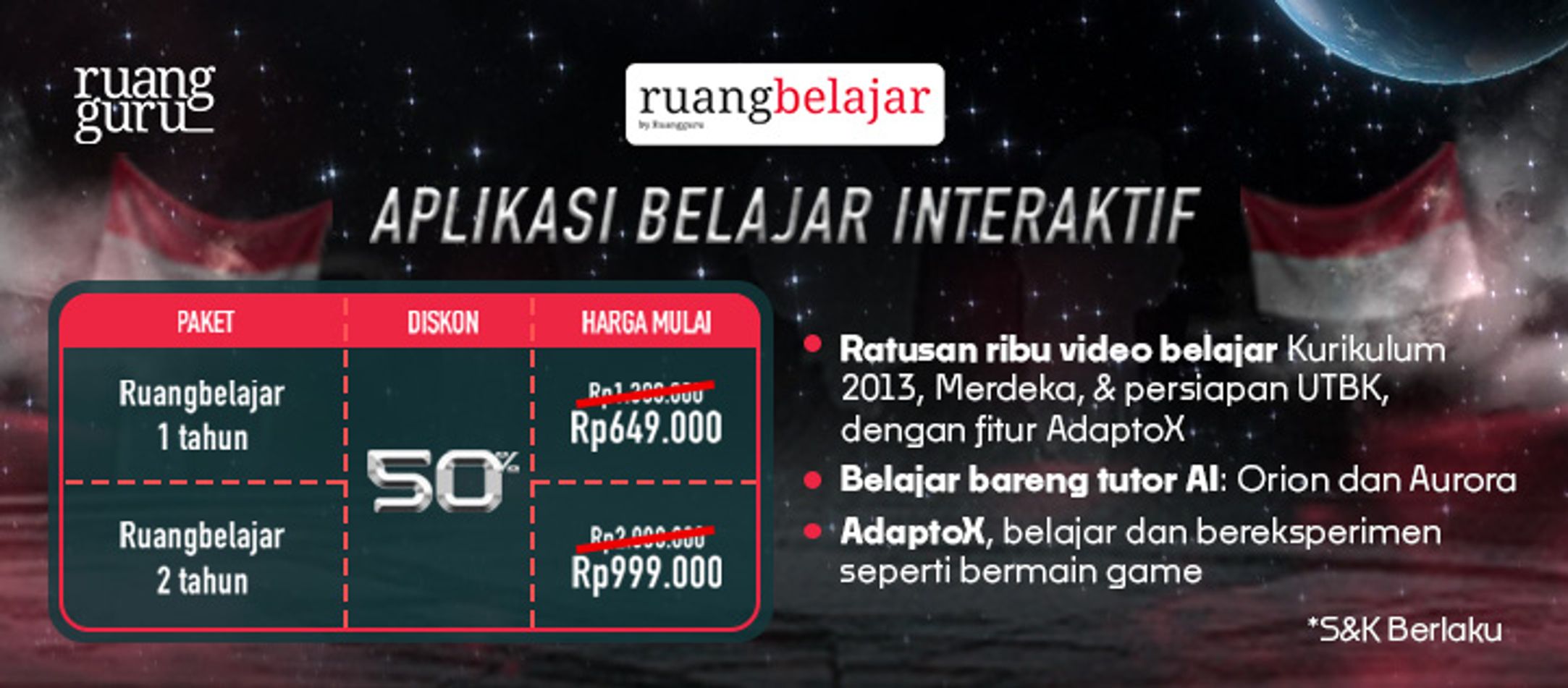 PROMO MERDEKA diskon 50% dengan Aplikasi Belajar Interaktif!