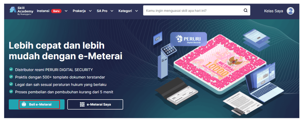 Cara melakukan pembelian e-meterai Skill Academy | Bantuan Skill Academy