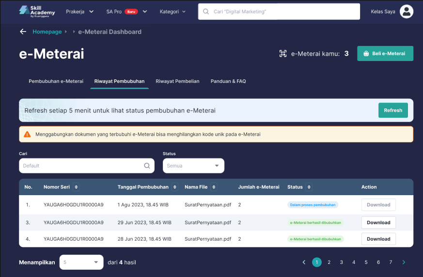 Cara menggunakan e-Meterai dengan metode upload dokumen | Bantuan Skill Academy