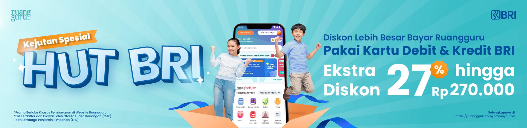 Promo produk Ruangguru khusus HUT BRI