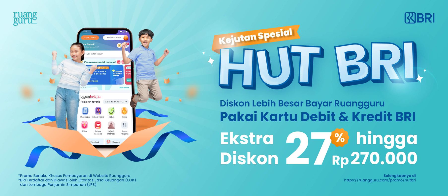 Promo produk Ruangguru khusus HUT BRI