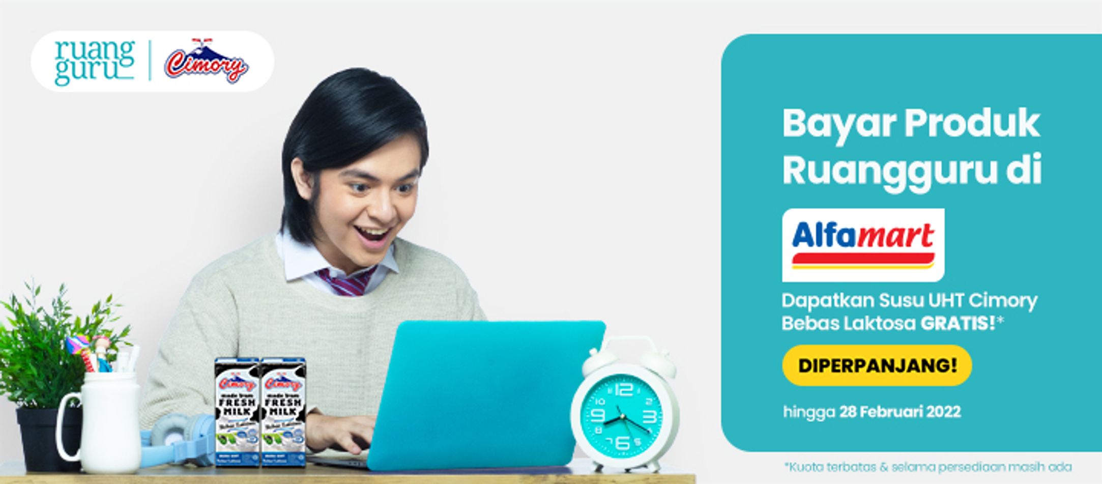 Bayar langganan belajar di Alfamart, Gratis Susu UHT Cimory