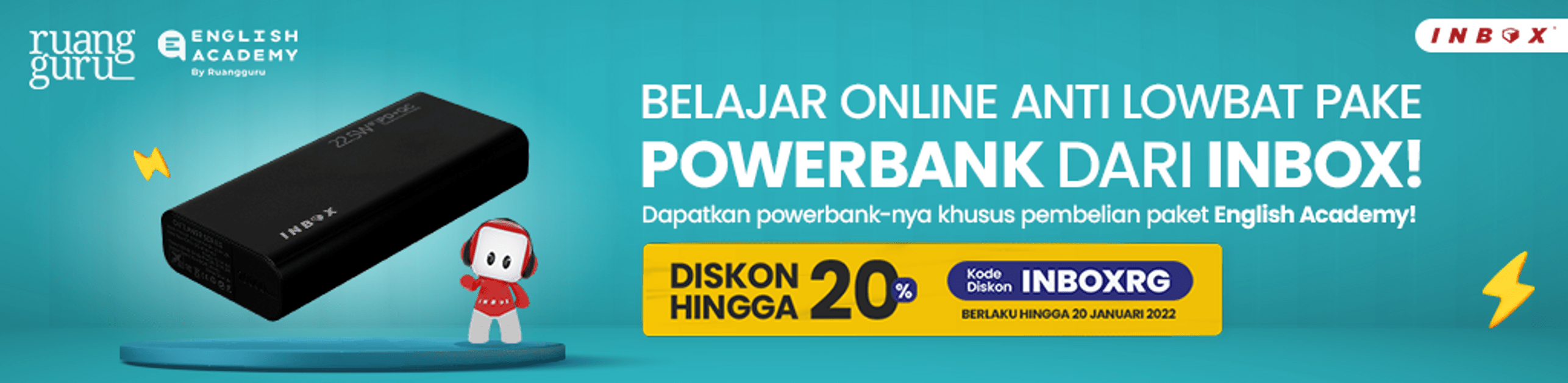 Gratis Powerbank atau Open Ear dari Inbox, Langganan Ruangguru Sekarang!