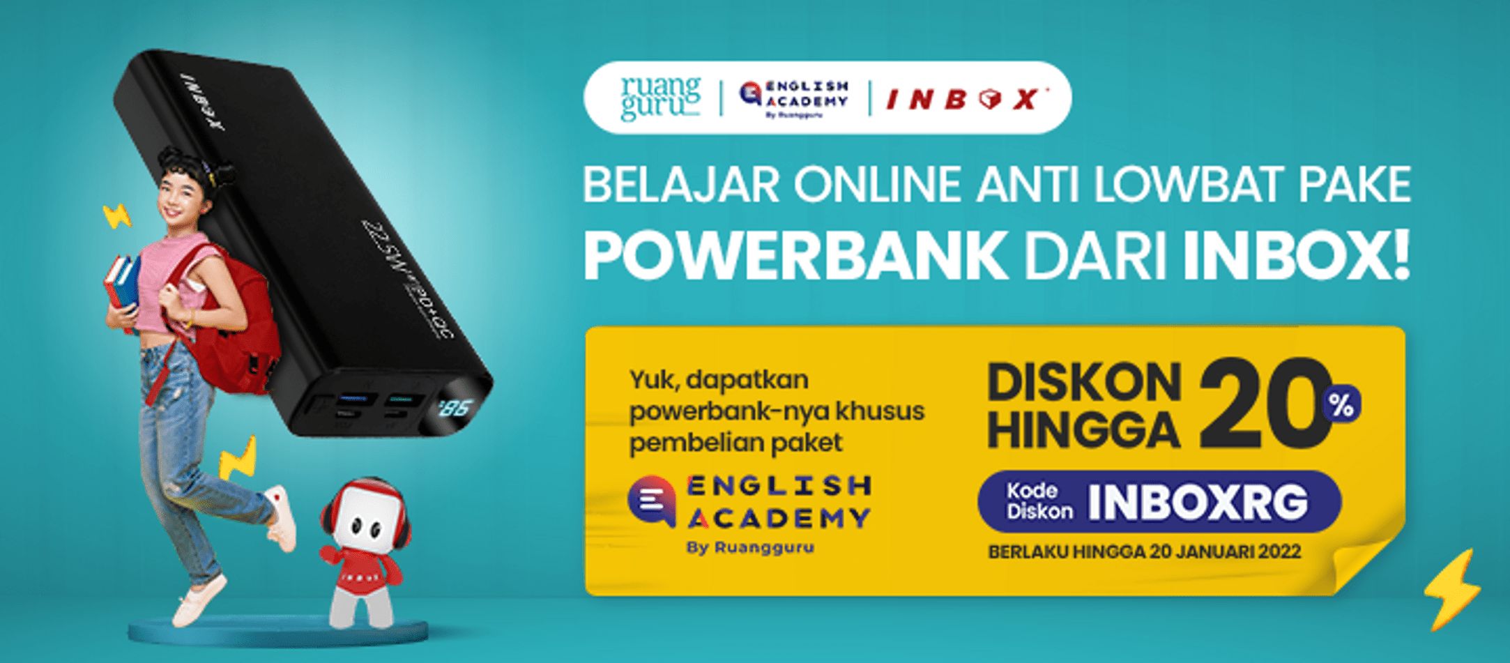Gratis Powerbank atau Open Ear dari Inbox, Langganan Ruangguru Sekarang!
